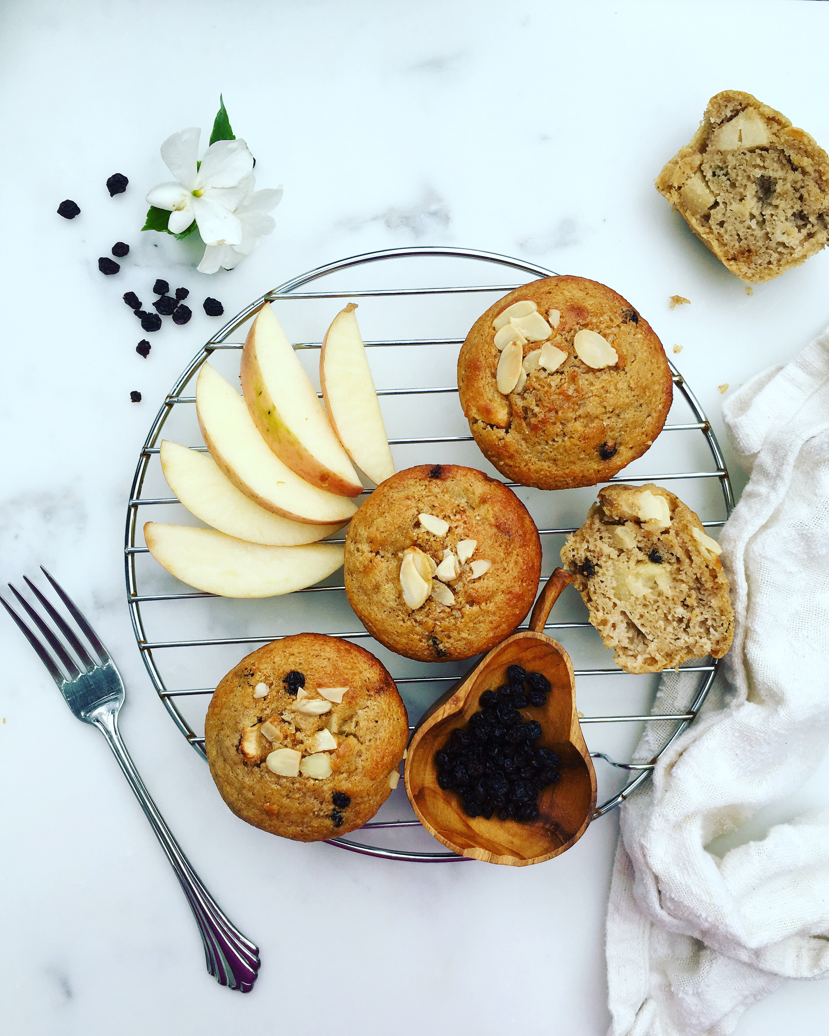 Spiced Apple-Currant Almond Muffins